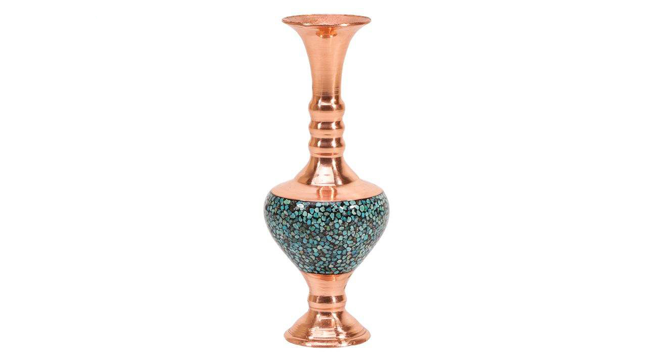 Persian Turquoise Flower Vase, Small Paradise Design - Shop Iran Art