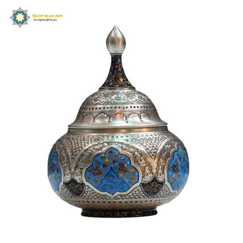 Persian Hand Engraved Copper Plated Circle Candy Dish - Shop Iran Art