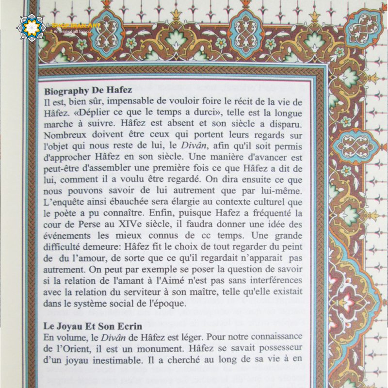 Hafez Poetry Book (Bilingual Persian and French) - Shop Iran Art