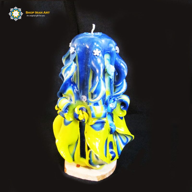 Hand Carved Candle, Blue Rose (20 cm height) - Shop Iran Art