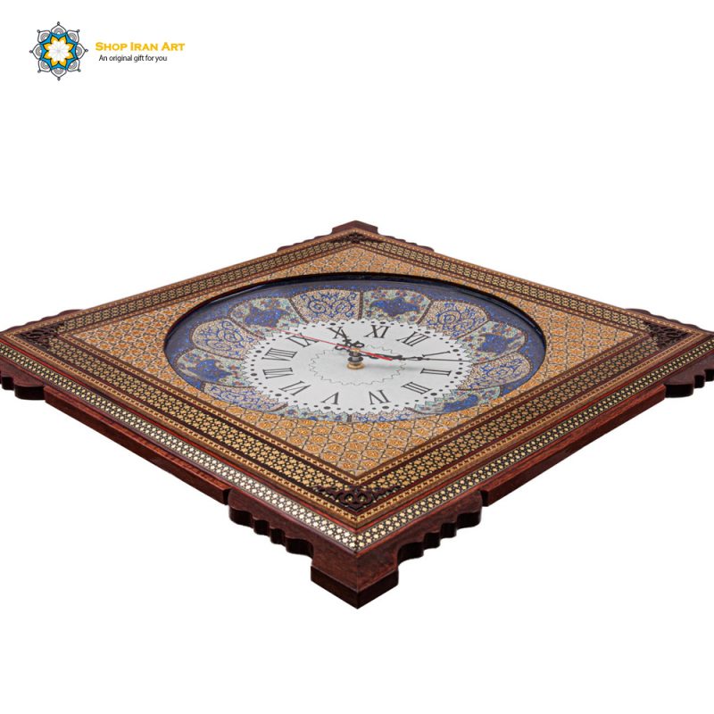 Handmade Wall Clock, Minakari & Khatam-kari, Icon Design - Shop Iran Art