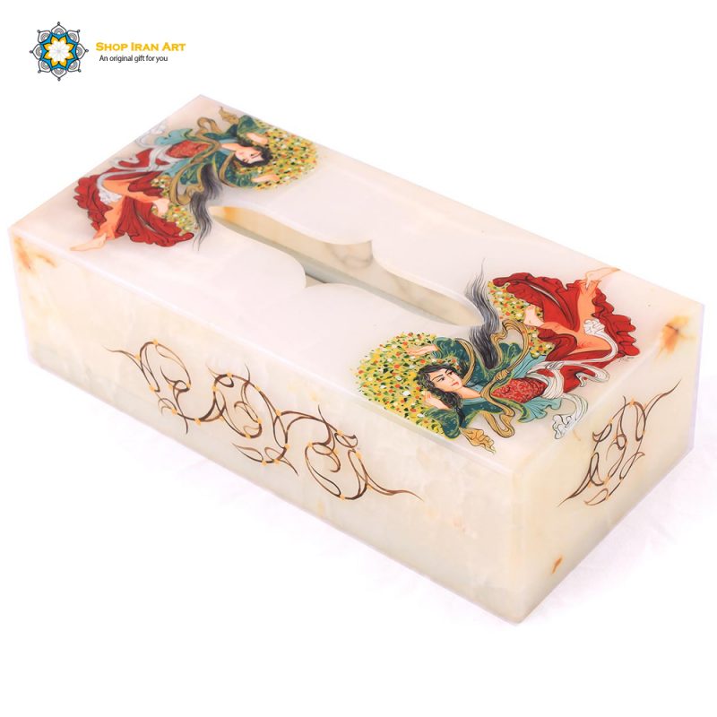 Persian Marble Tissue Box, Women Design - Shop Iran Art