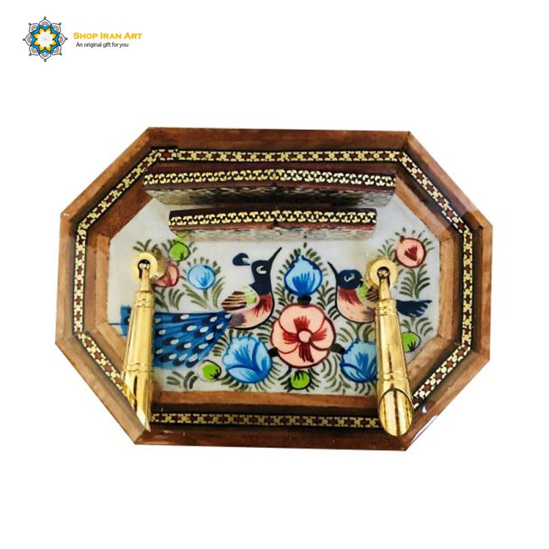 Persian Marquetry Khatam Kari Pen Holder, Birds Design - Shop Iran Art