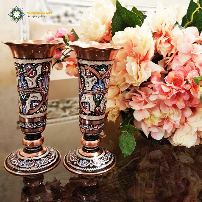 Handcrafted Minakari Flower Pot, Rafael Design (1 PC) - Shop Iran Art