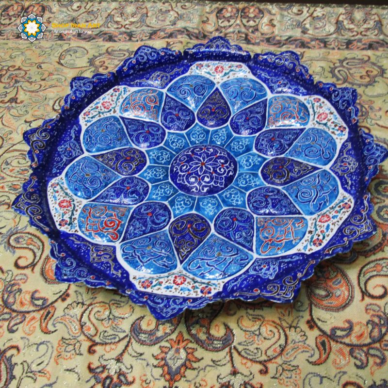 Minakari Persian Enamel Wall Plate, Queen Design - Shop Iran Art
