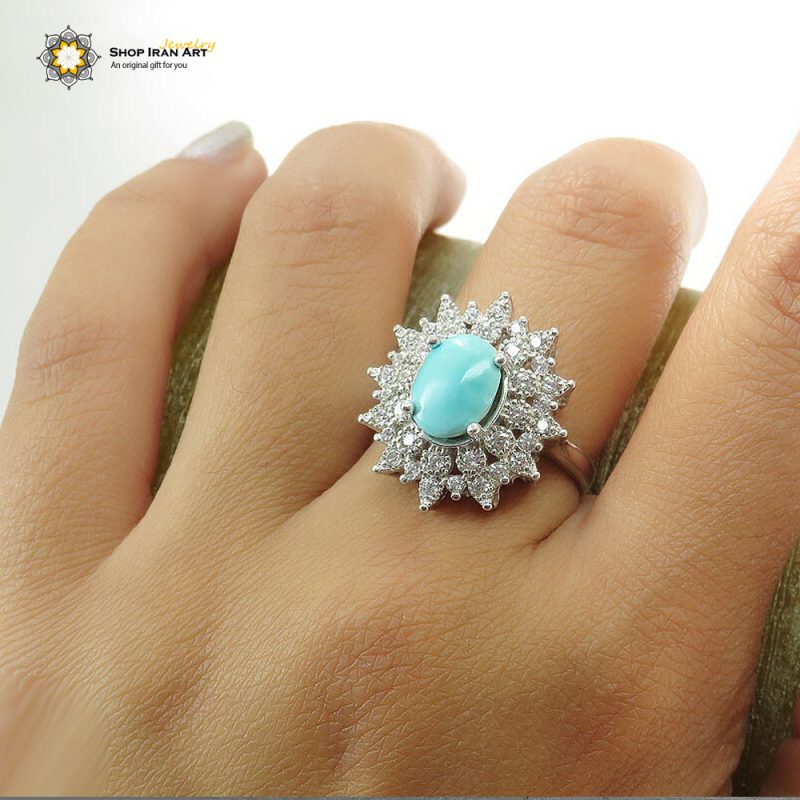 Silver Turquoise Ring, Alice Design - Shop Iran Art