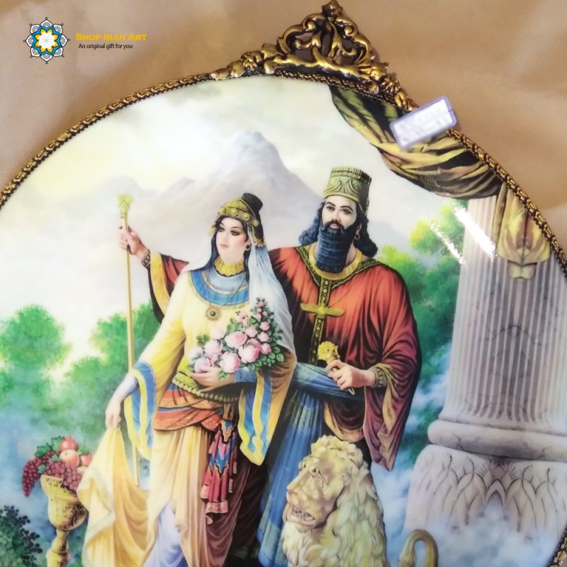 Persian Enamel Ceramic Plate, Darius Design - Shop Iran Art