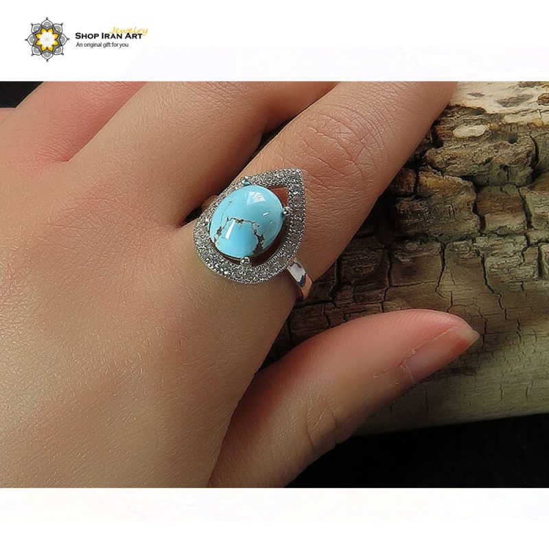 Silver Turquoise Ring, Gutta Design - Shop Iran Art