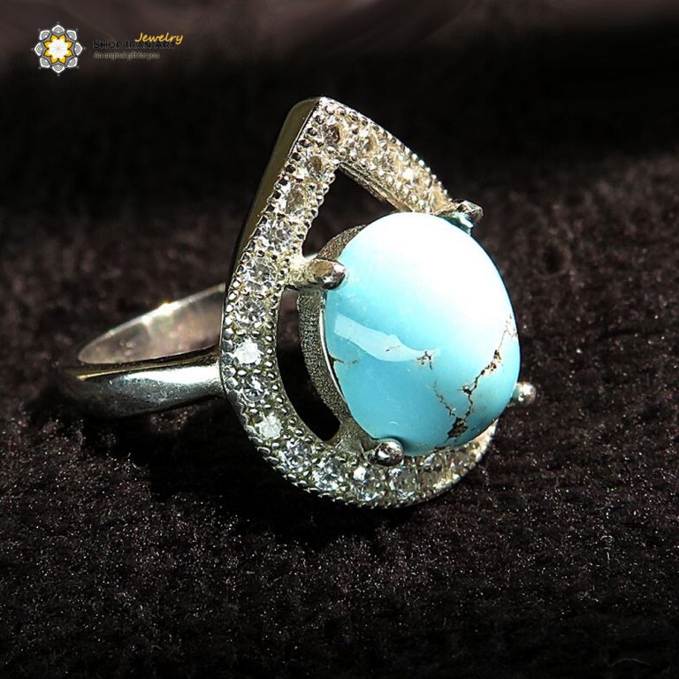 Silver Turquoise Ring, Gutta Design - Shop Iran Art