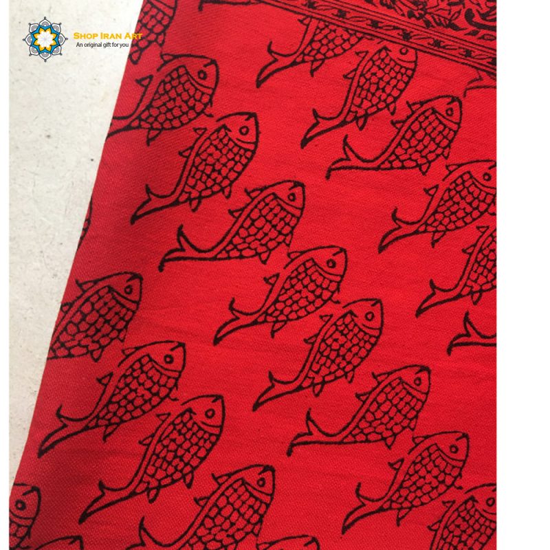 Persian Tapestry ( Qalamkar ) Tablecloth, Fish Design - Shop Iran Art