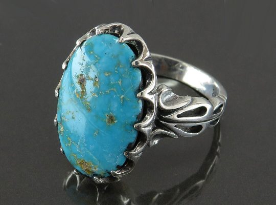 Silver Turquoise Ring, Spar Design - Shop Iran Art