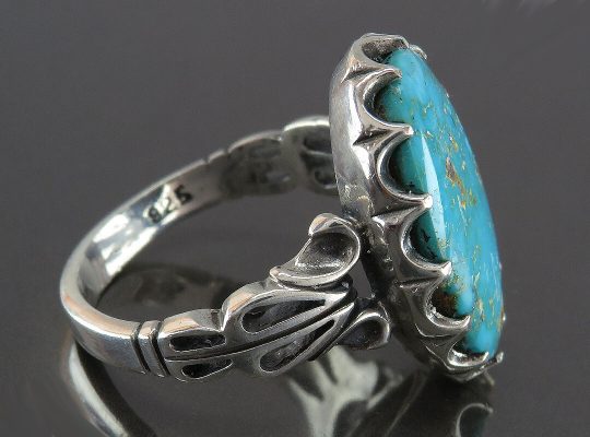 Silver Turquoise Ring, Spar Design - Shop Iran Art