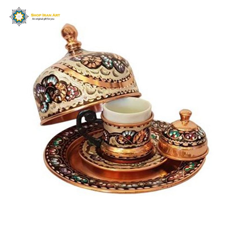 Minakari Persian Enamel, Coffee Serving Set - Shop Iran Art